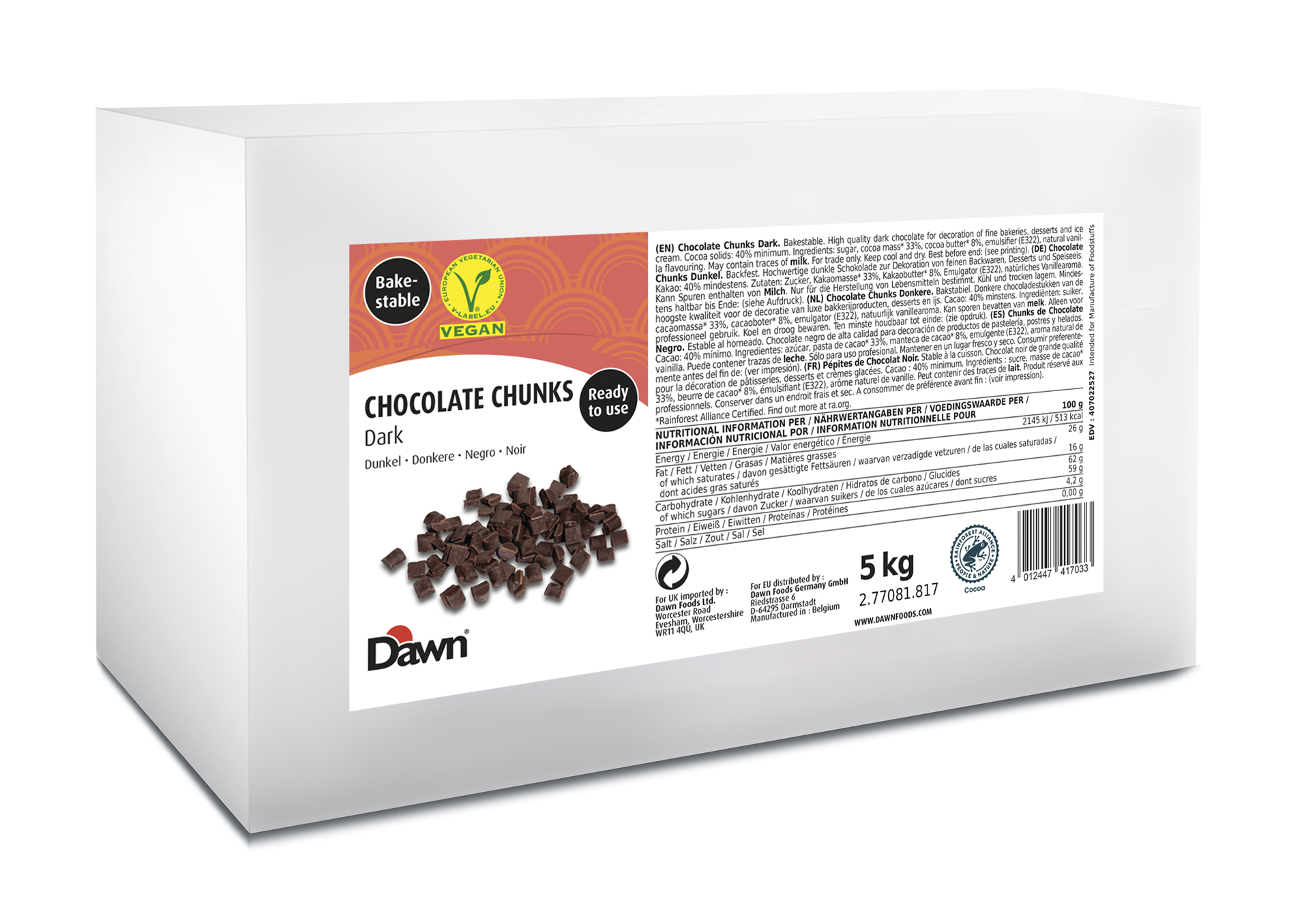 Dawn Chocolate Chunks dunkel 5Kg | 06919 - Backring Nord